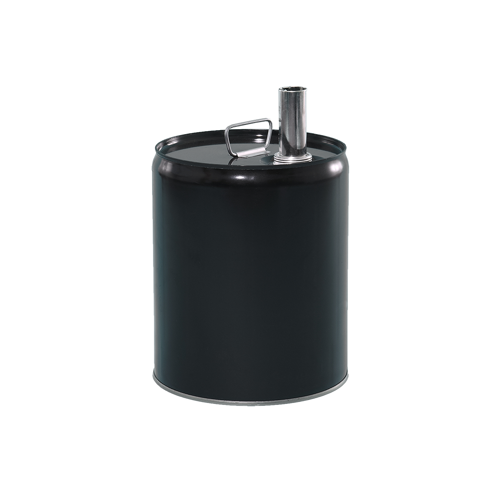 5 Gallon Black 26 Gauge Metal Tight Head Pail w/Screw Cap & Rust ...