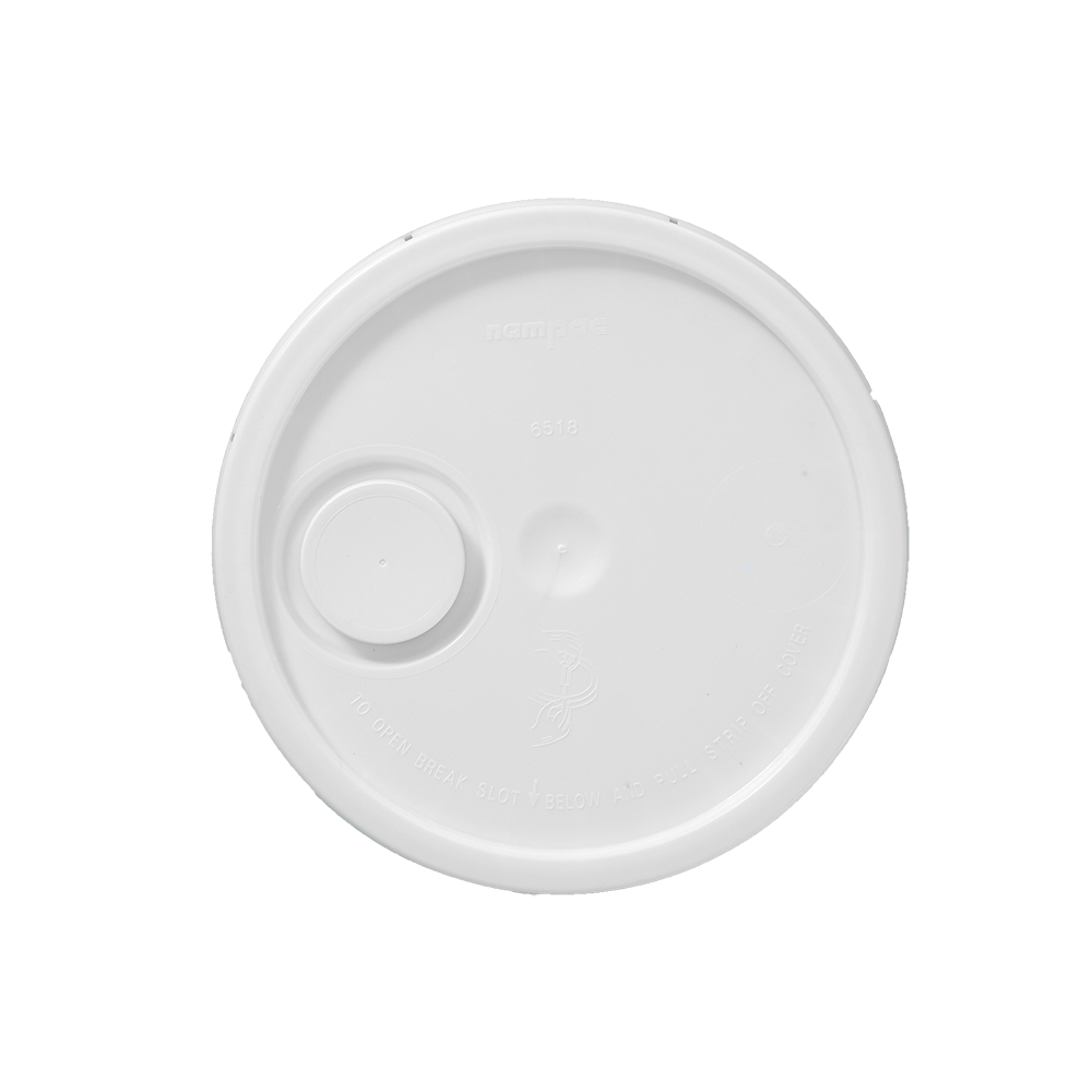 3.5-6 Gallon White Plastic Round Cover w/Gasket & Installed 70mm Cap ...